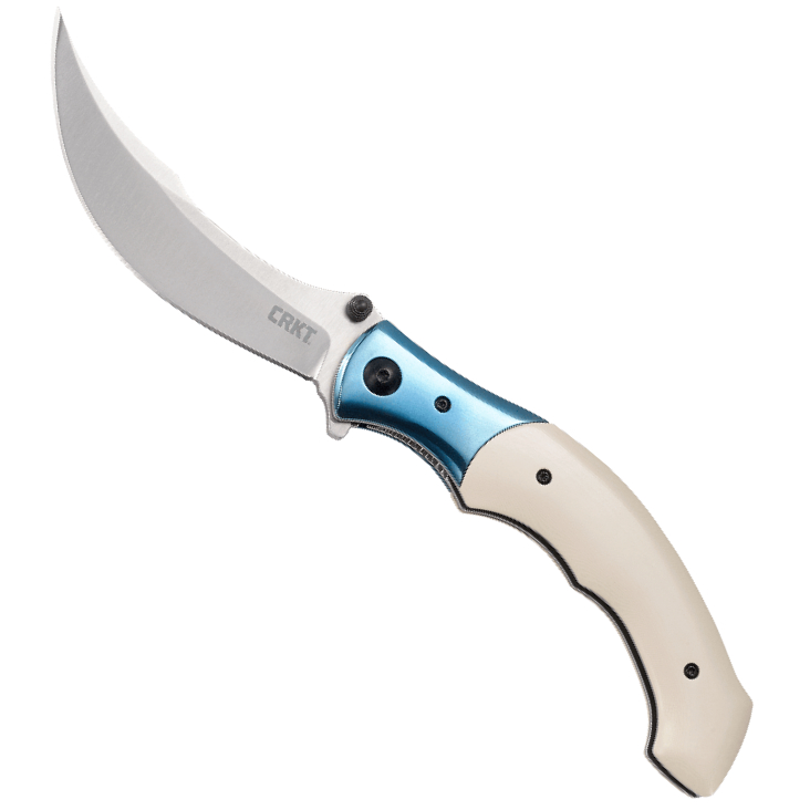 CRKT Ritual Ivory Micarta Spring Assist Knife, Satin Trailing Blade ...