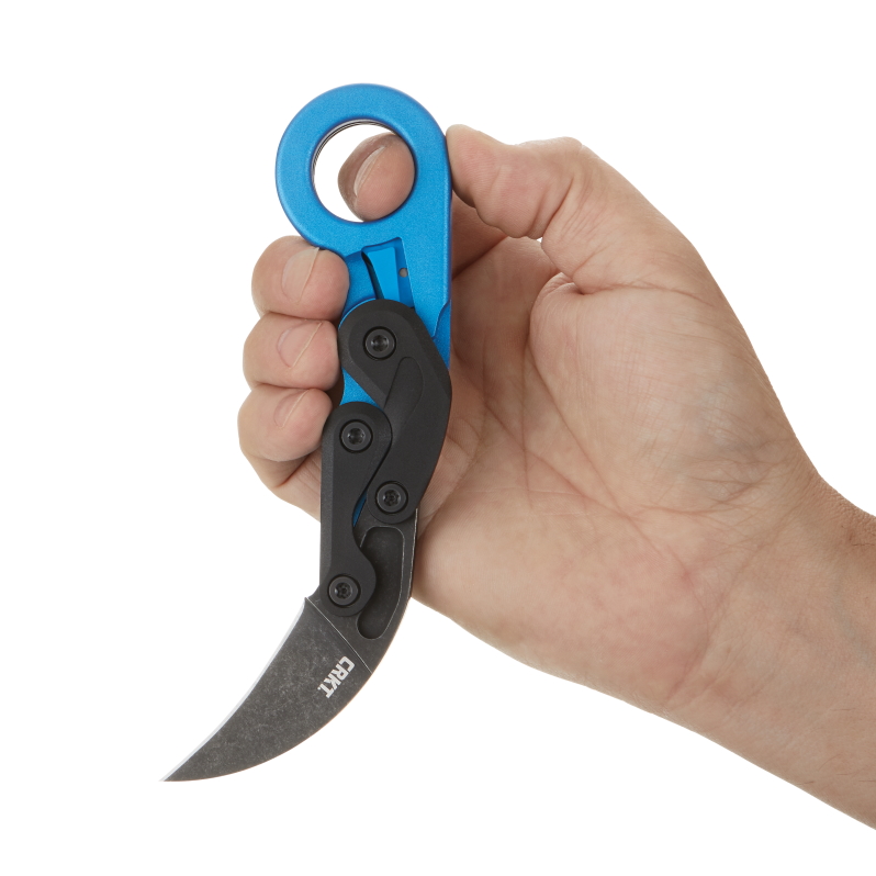 CRKT Blue Metallic Provoke Kinematic Karambit Knife, Black Stonewash ...