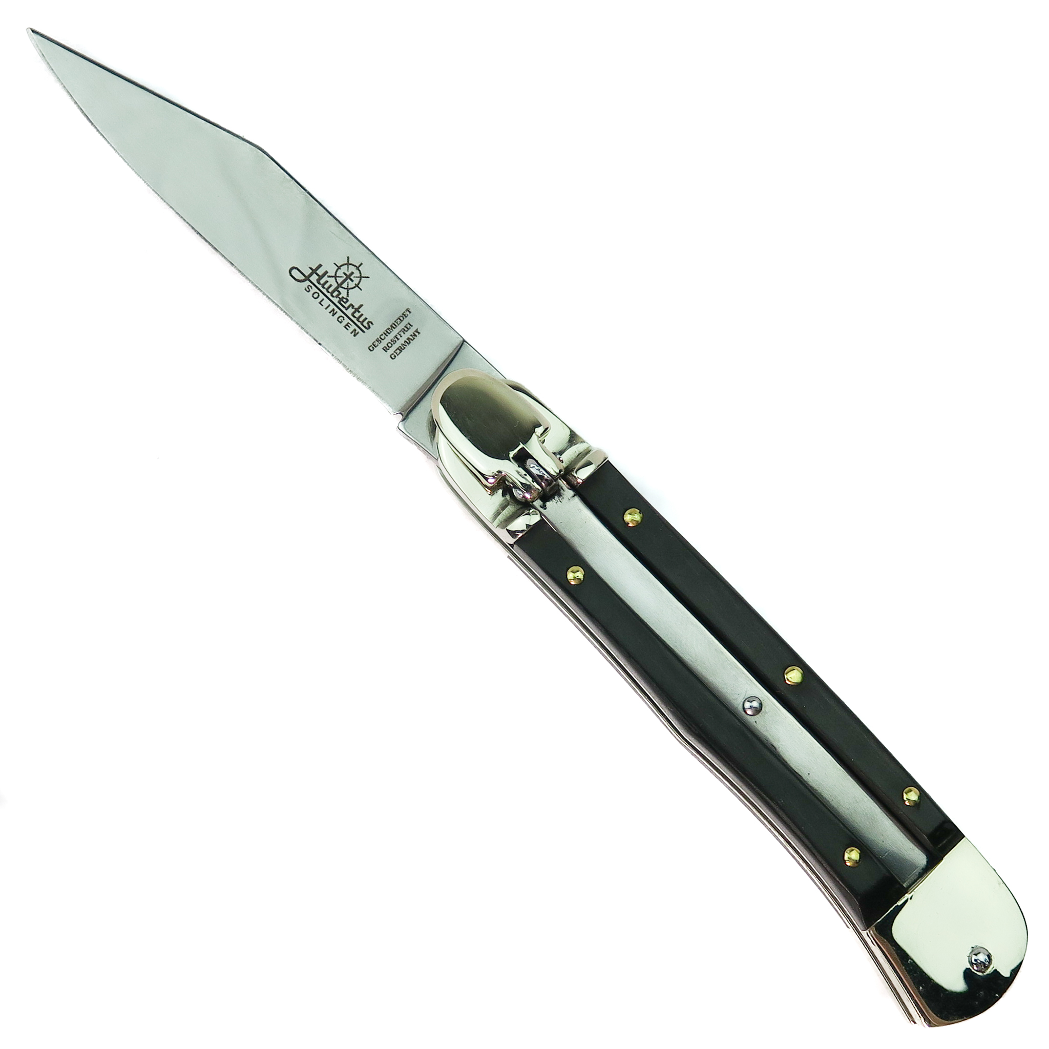 Hubertus Solingen Medium Springer Wood Leverlock Knife, Clip Point ...
