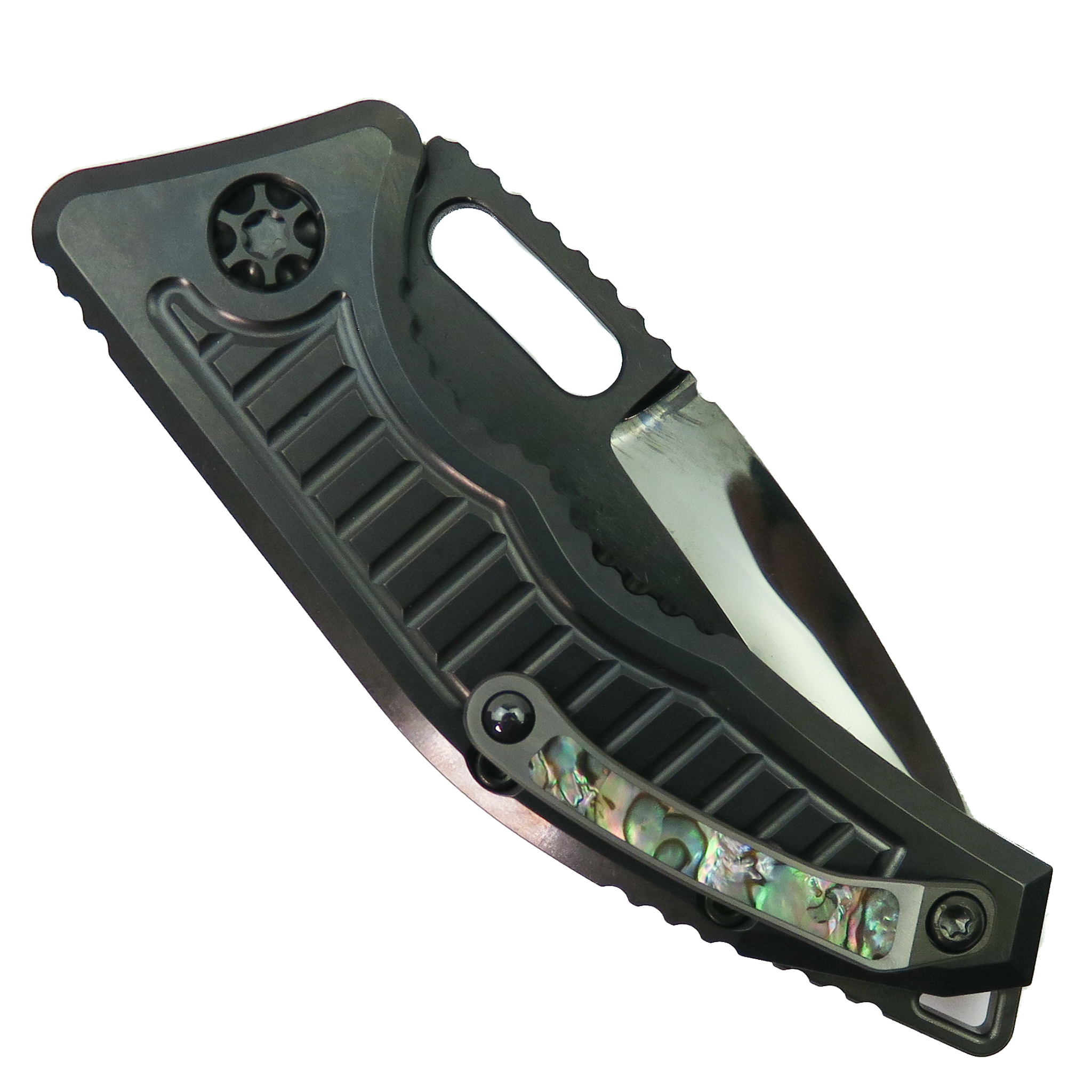 Heretic Knives Custom Frag Pattern Medusa Auto Knife, DLC Mirror Blade ...