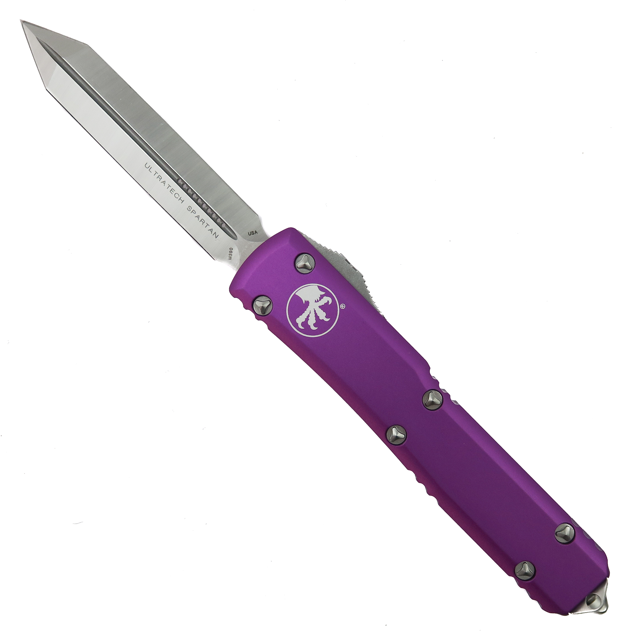 Microtech Violet Ultratech Spartan OTF Auto Knife, Satin Blade | BladeOps