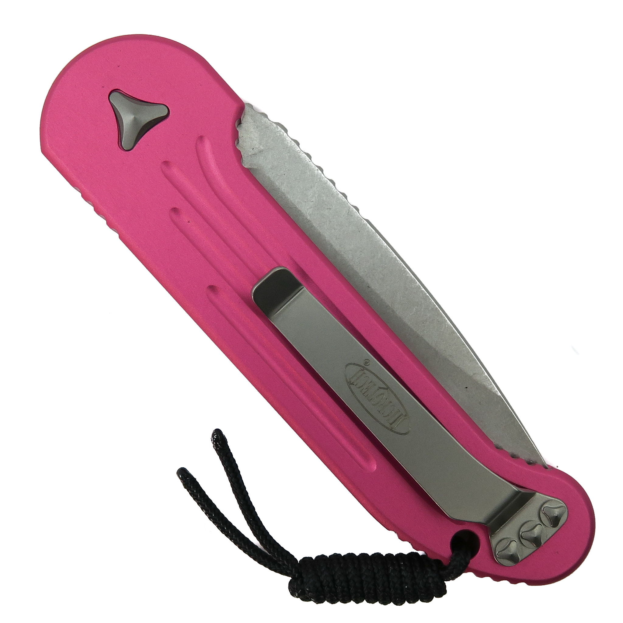 Microtech Pink LUDT Auto Knife, Stonewash Combo Blade | BladeOps