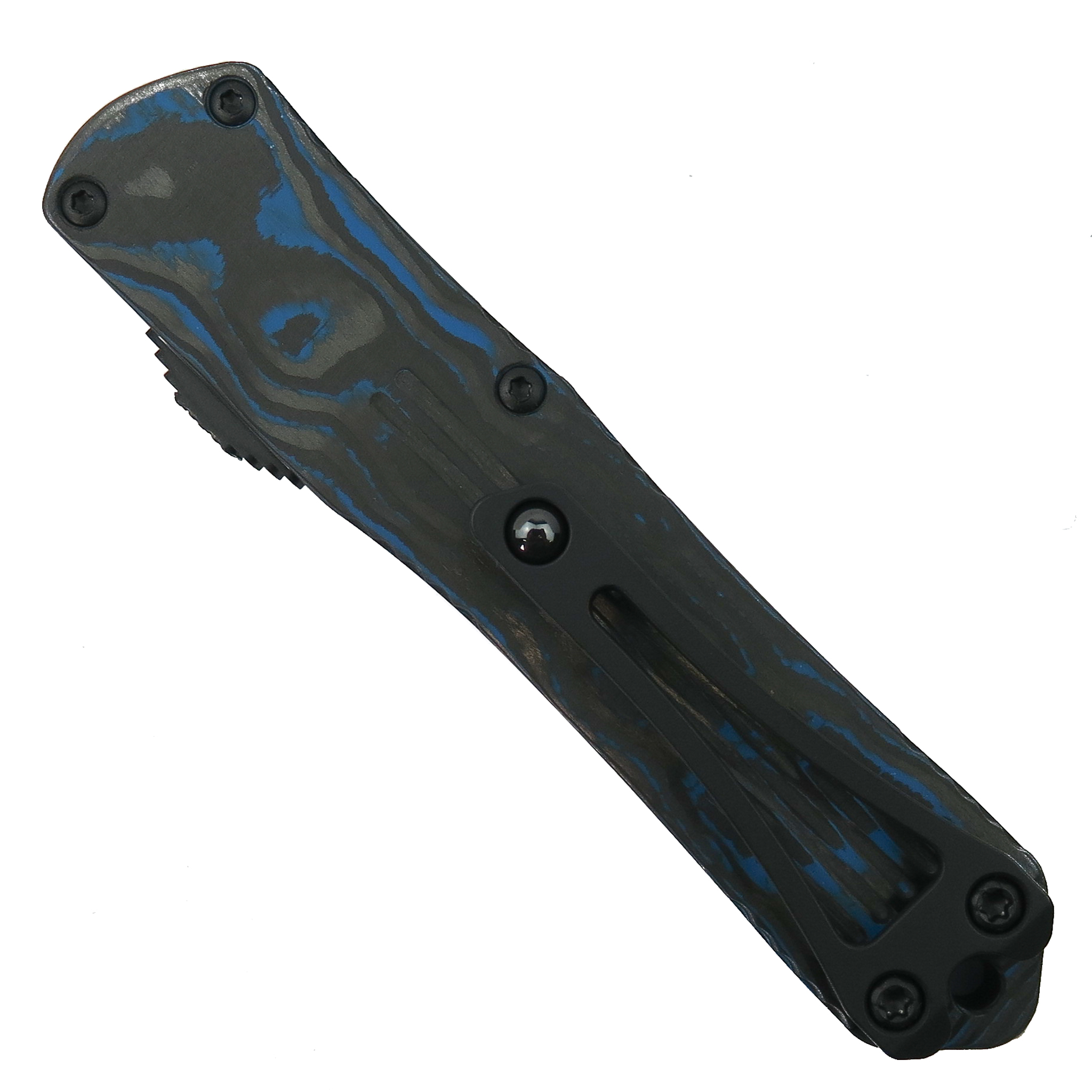Heretic Knives Blue Cf Manticore S Otf Knife Black Dagger Blade Bladeops