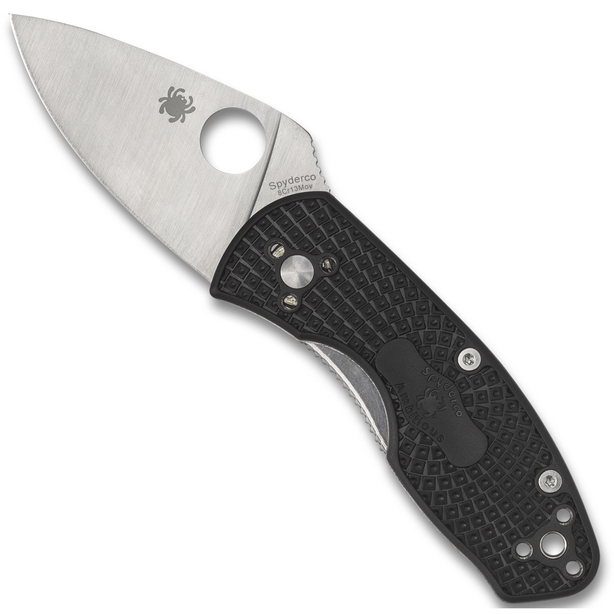 Spyderco Lightweight Ambitious Folder Knife, Satin Blade | BladeOps
