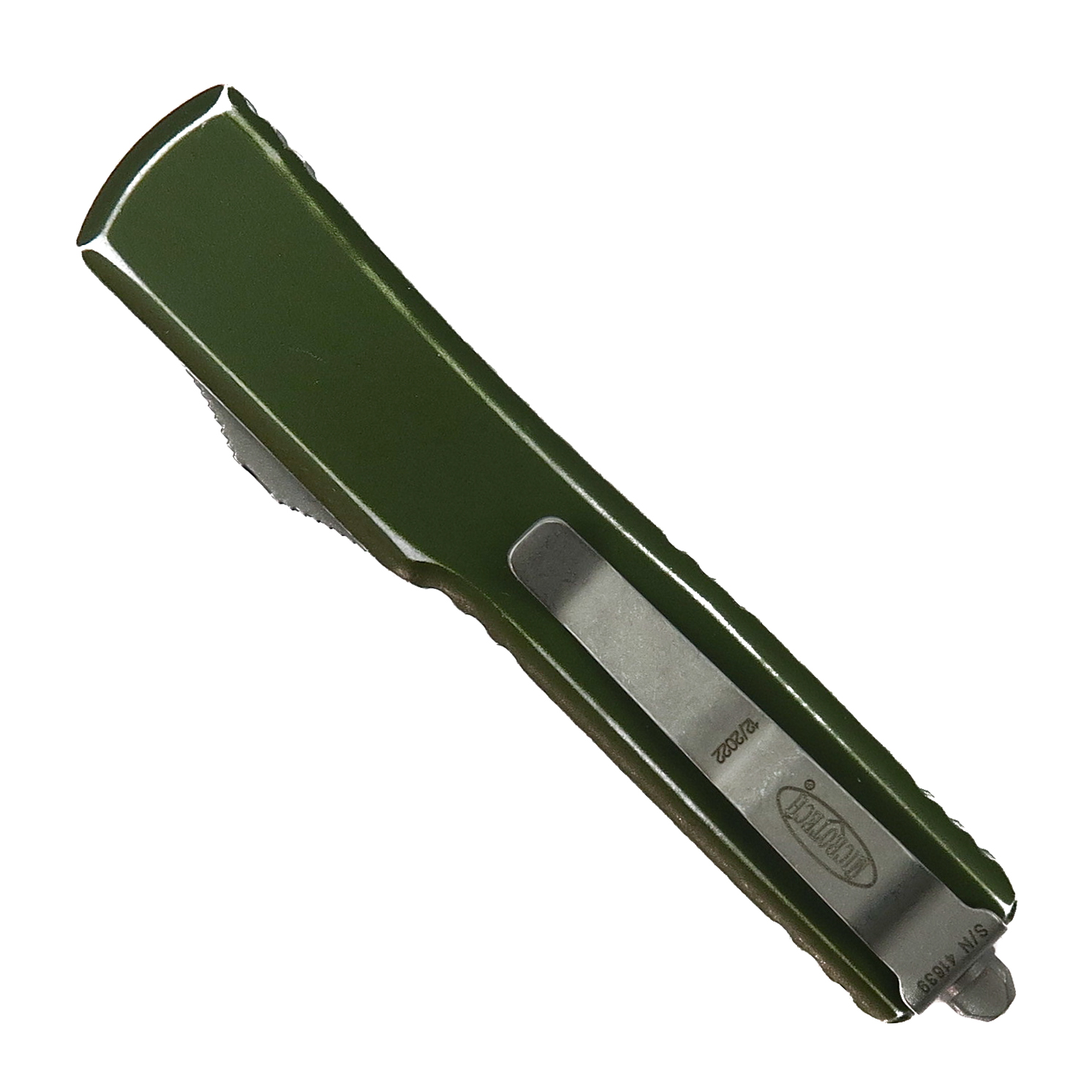 Microtech Distressed OD Green UTX-70 Spartan OTF Knife, Apocalyptic Blade