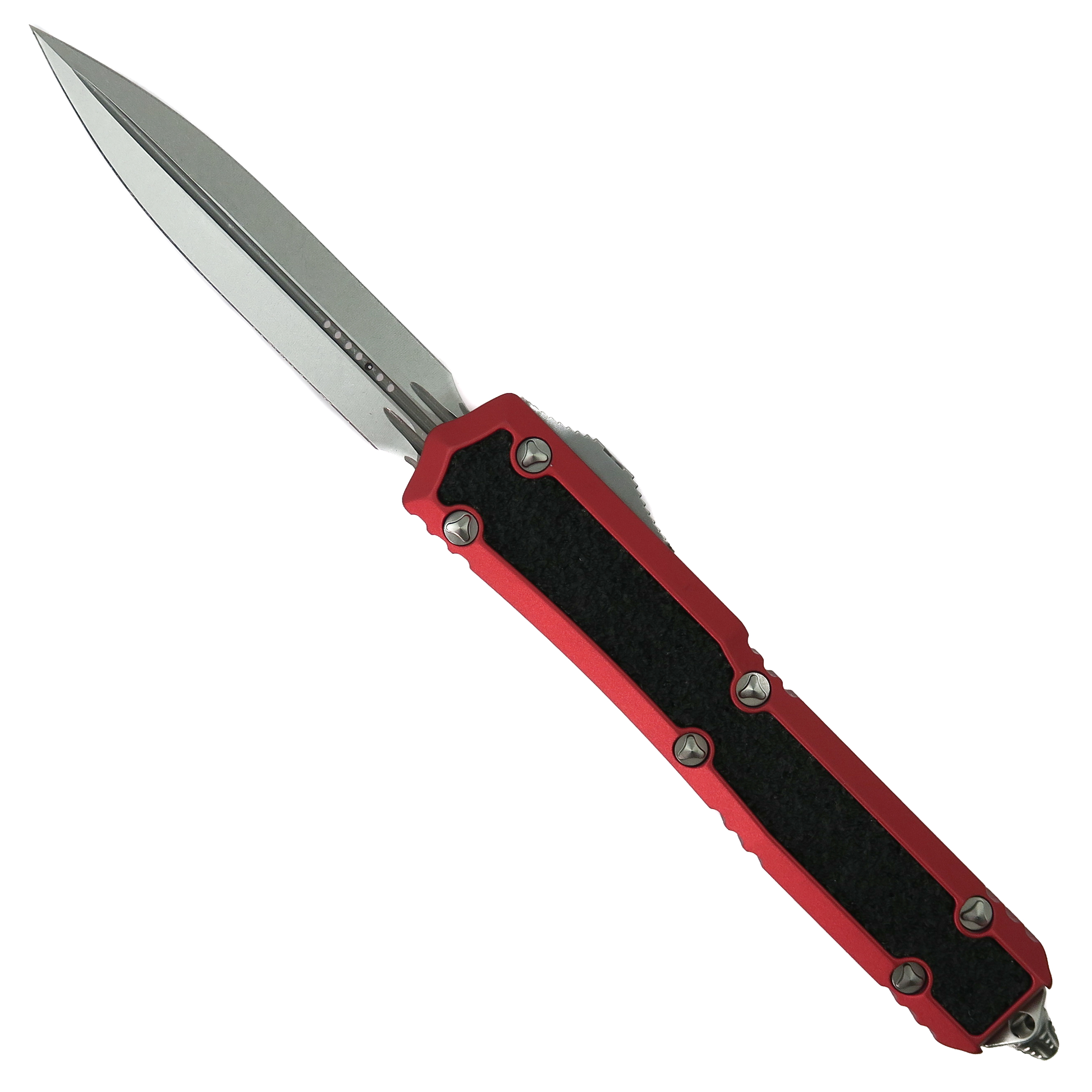 Microtech Signature Series Red Makora Otf Knife Stonewash Dagger Blade