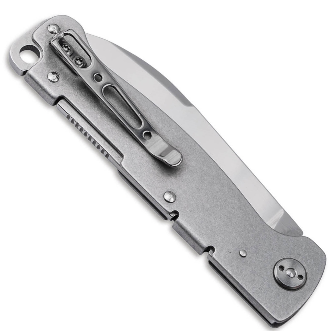 Boker Plus Atlas Backlock Knife, Satin Drop Point Blade | BladeOps