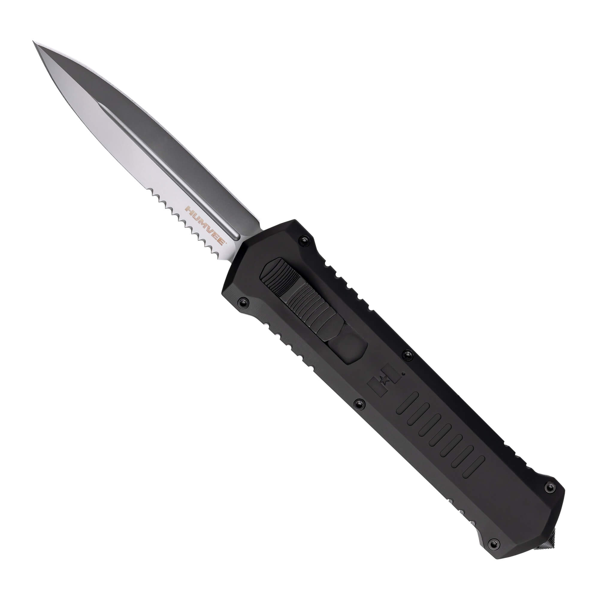 Tekto Humvee A4 OTF Automatic Knife, Stonewash Combo Blade | BladeOps