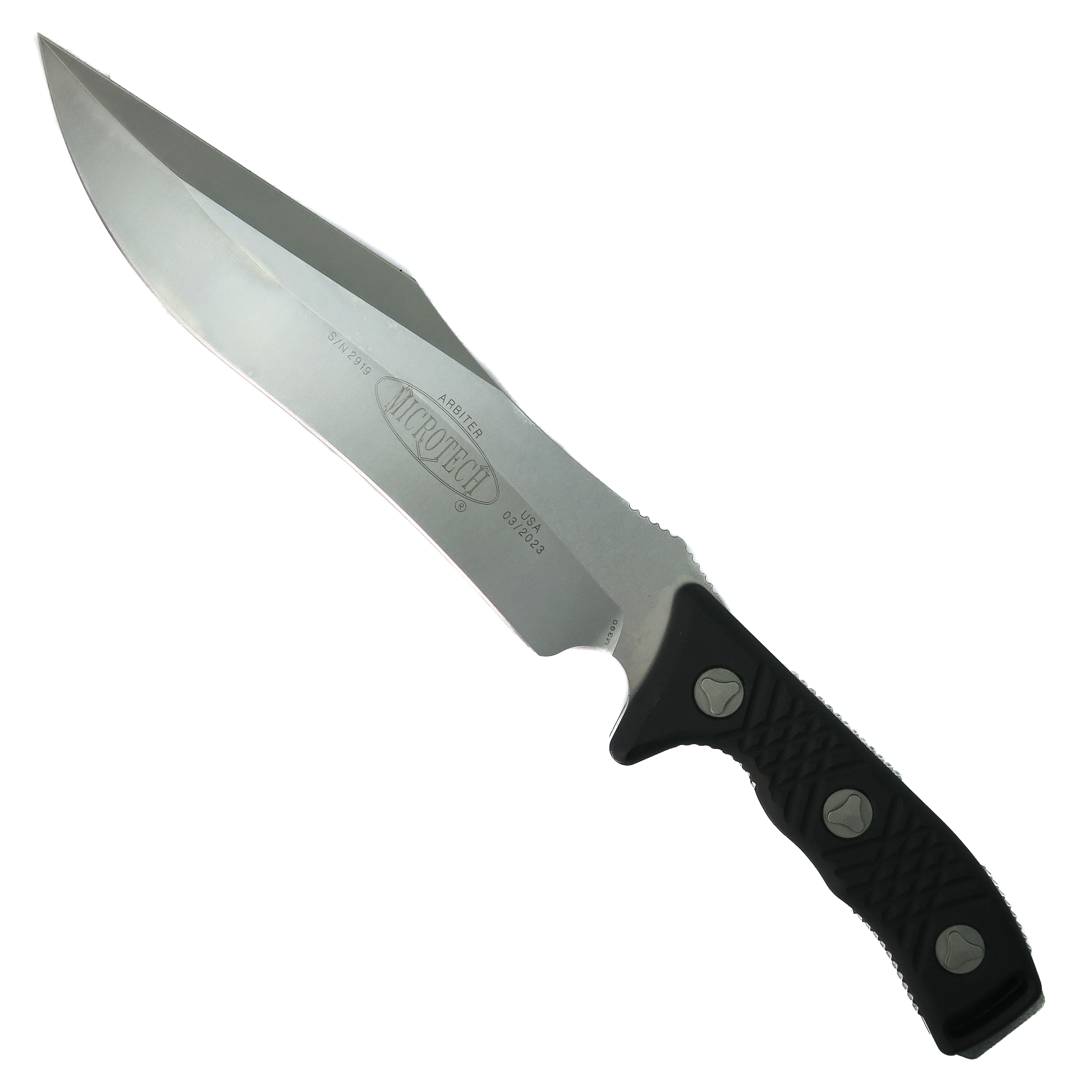 Microtech Arbiter Fixed Blade Knife, Stonewash Blade | BladeOps