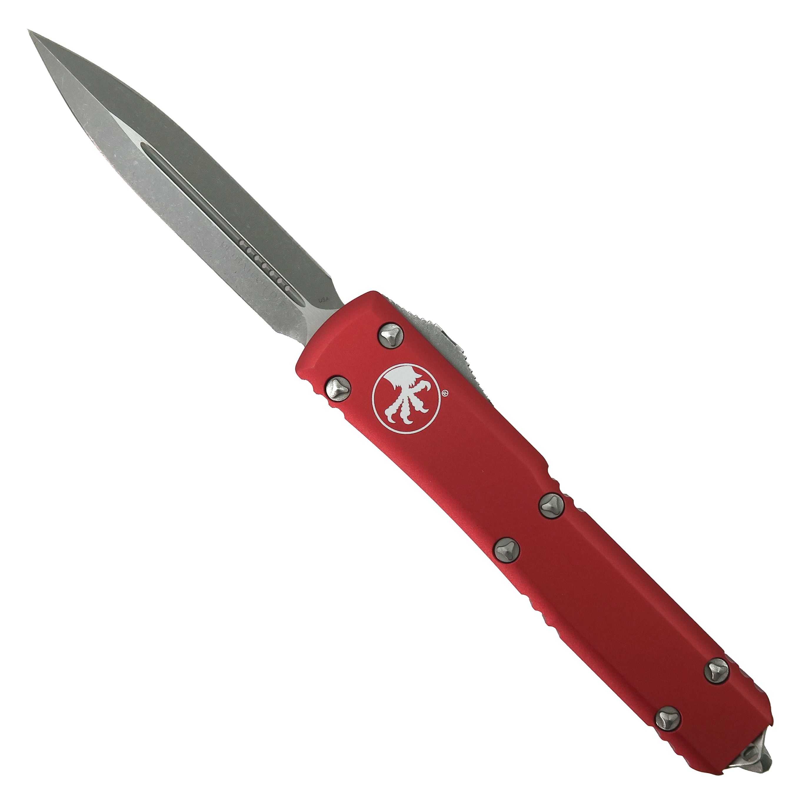 Microtech Red Ultratech OTF Auto Knife, Apocalyptic Stonewash Dagger ...
