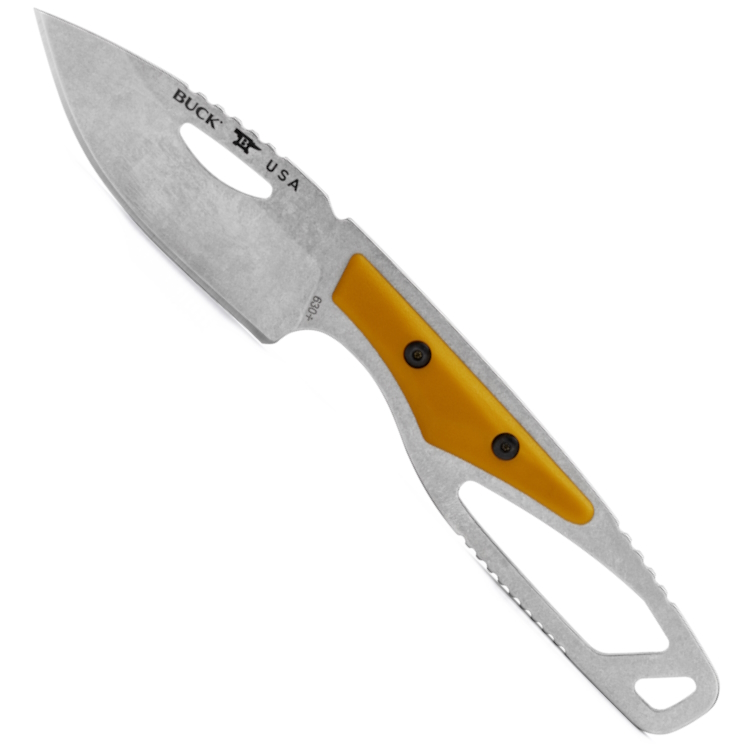 Buck 630 Orange PakLite Hide Select Knife, Stonewash Fixed Blade | BladeOps