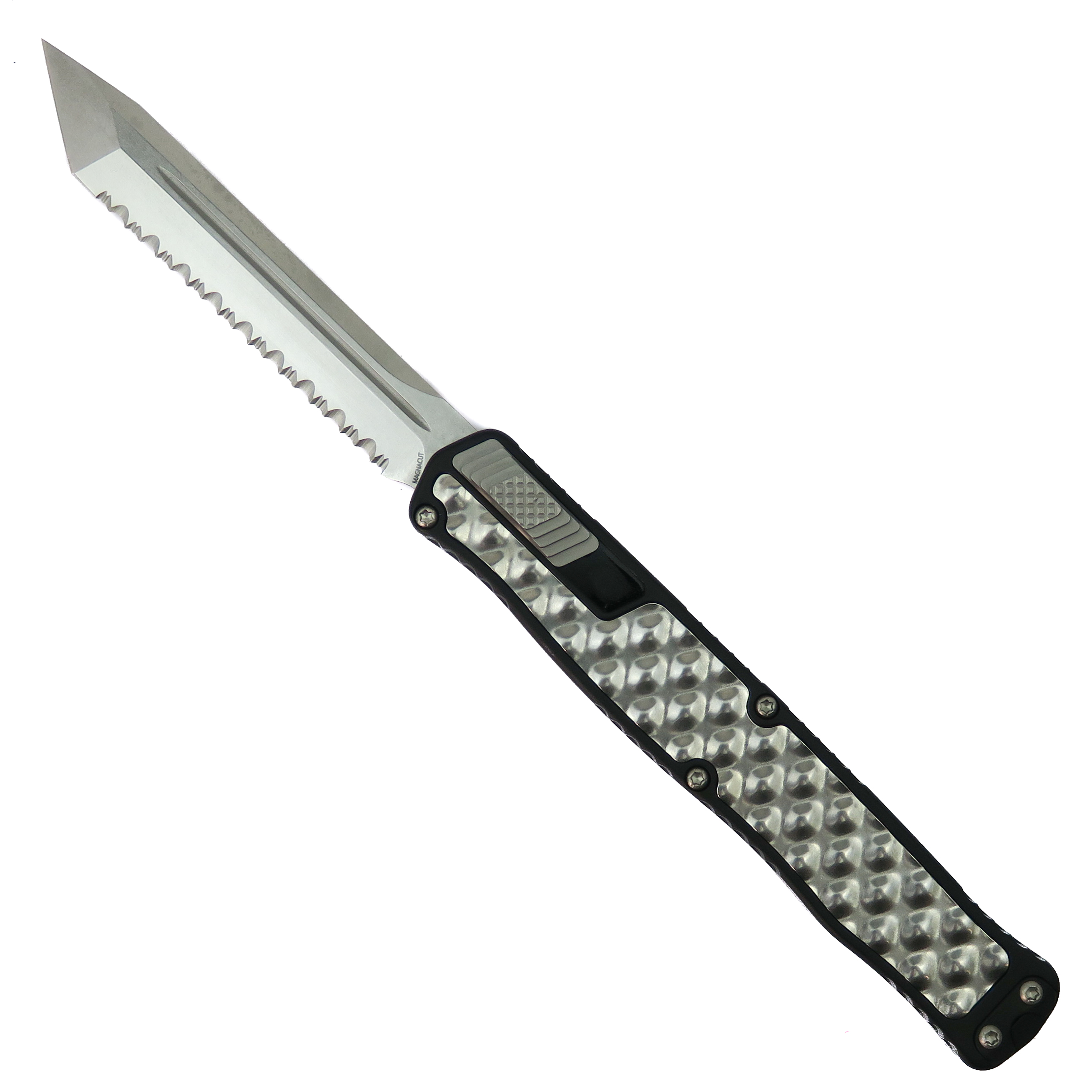 Heretic Knives Stainless Cleric II OTF Knife, Stonewash Serrated Tanto ...