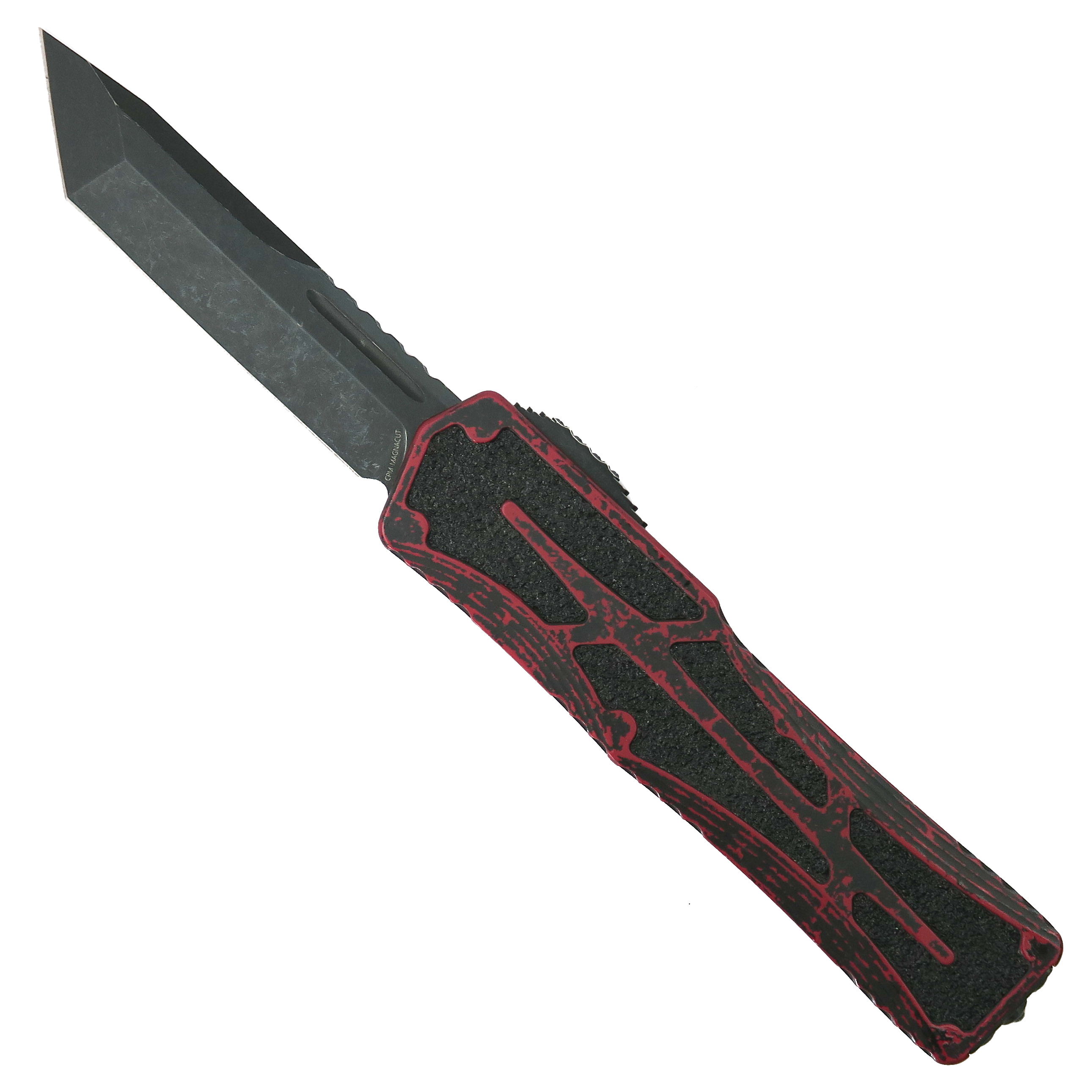 Heretic Knives Breakthrough Red Colossus OTF Knife, Black Tanto Blade ...