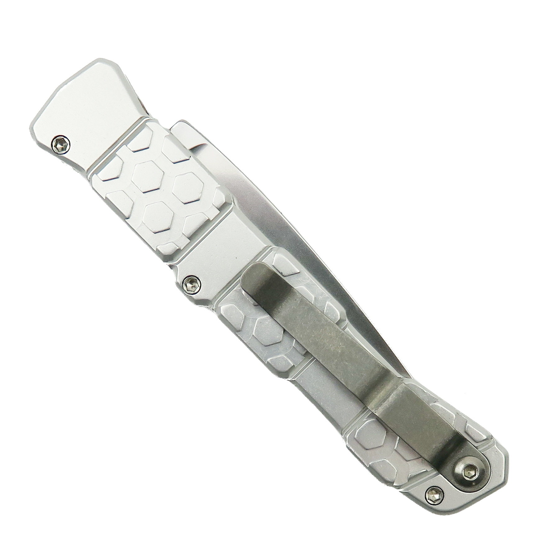 Piranha Silver 21 Automatic Knife, Mirror Blade | BladeOps