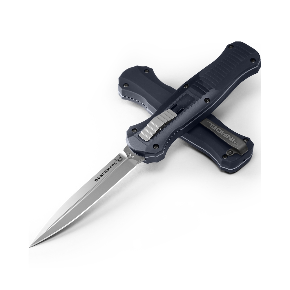 Benchmade Limited Crater Blue Infidel OTF Knife, Stonewash Blade | BladeOps