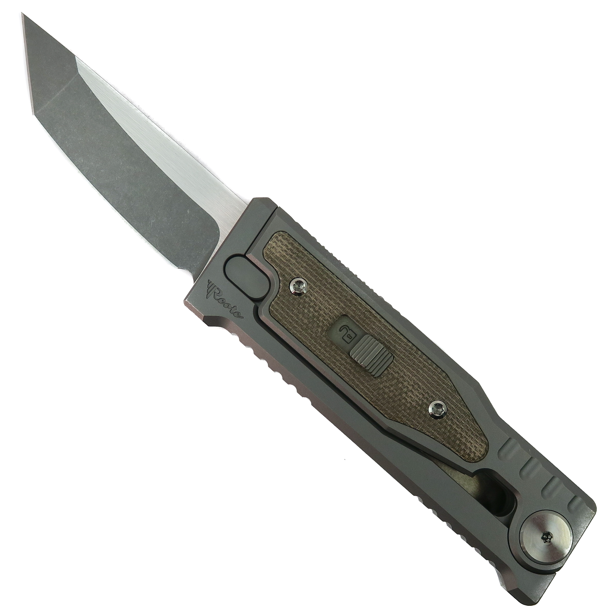 Reate Green Micarta EXO Mini Gravity Knife, CPM-3V Tanto Blade | BladeOps