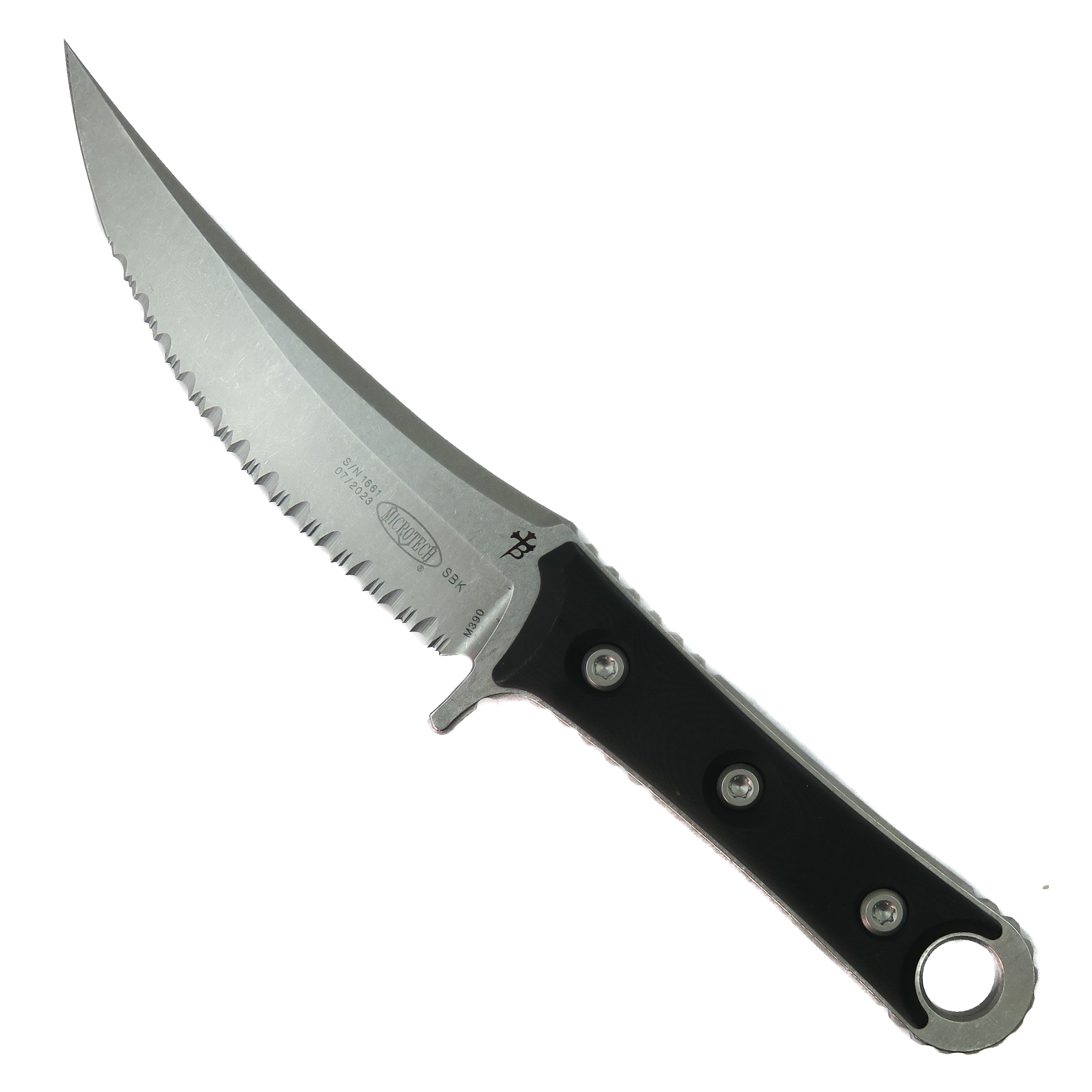 Microtech Borka SBK Fixed Blade Knife, Stonewash Serrated Blade | BladeOps