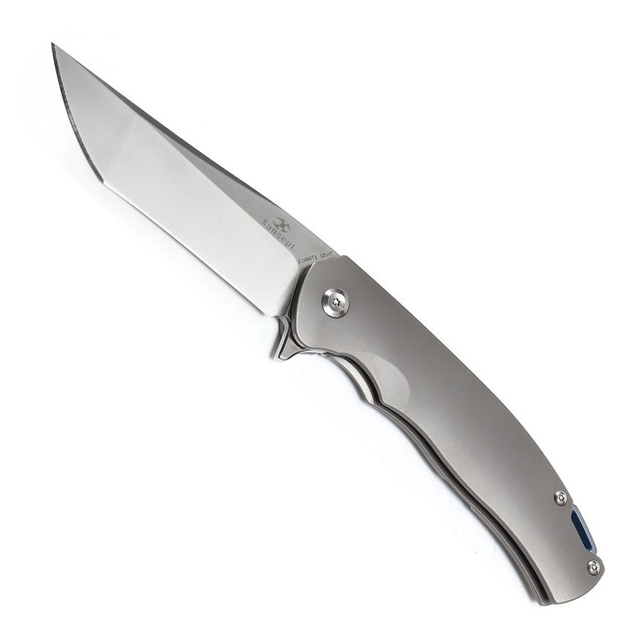Kansept Knives Agent Titanium with Blue Titanium Backspacer Framelock ...