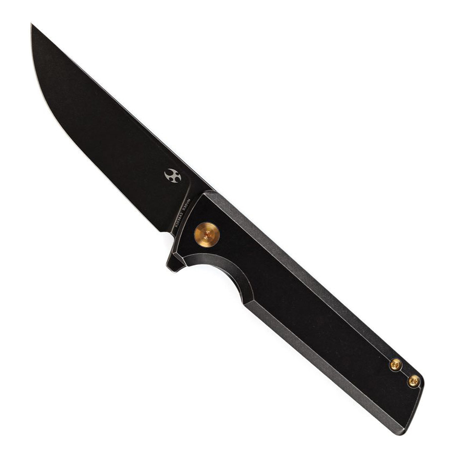 Kansept Knives Anomaly Black Titanium Frame Lock Flipper Knife, Black ...
