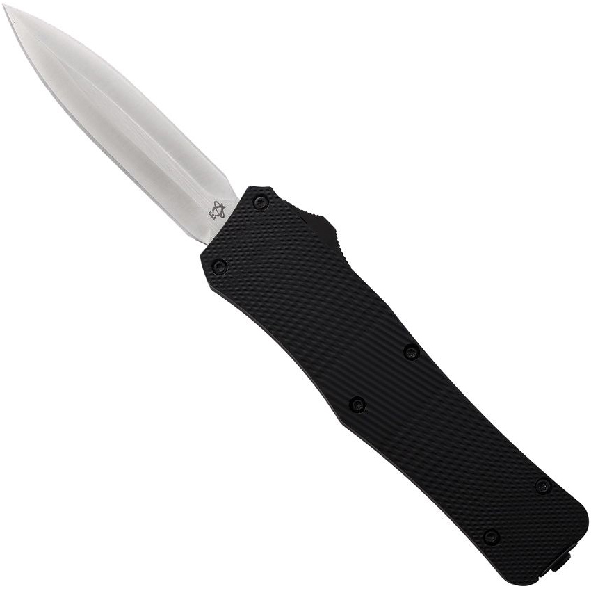 Mantis Knives Black Checkered Aluminum Auto OTF Knife, Satin Stiletto ...