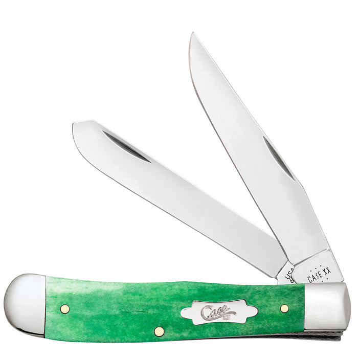 Case Smooth Emerald Green Bone Trapper Knife | BladeOps