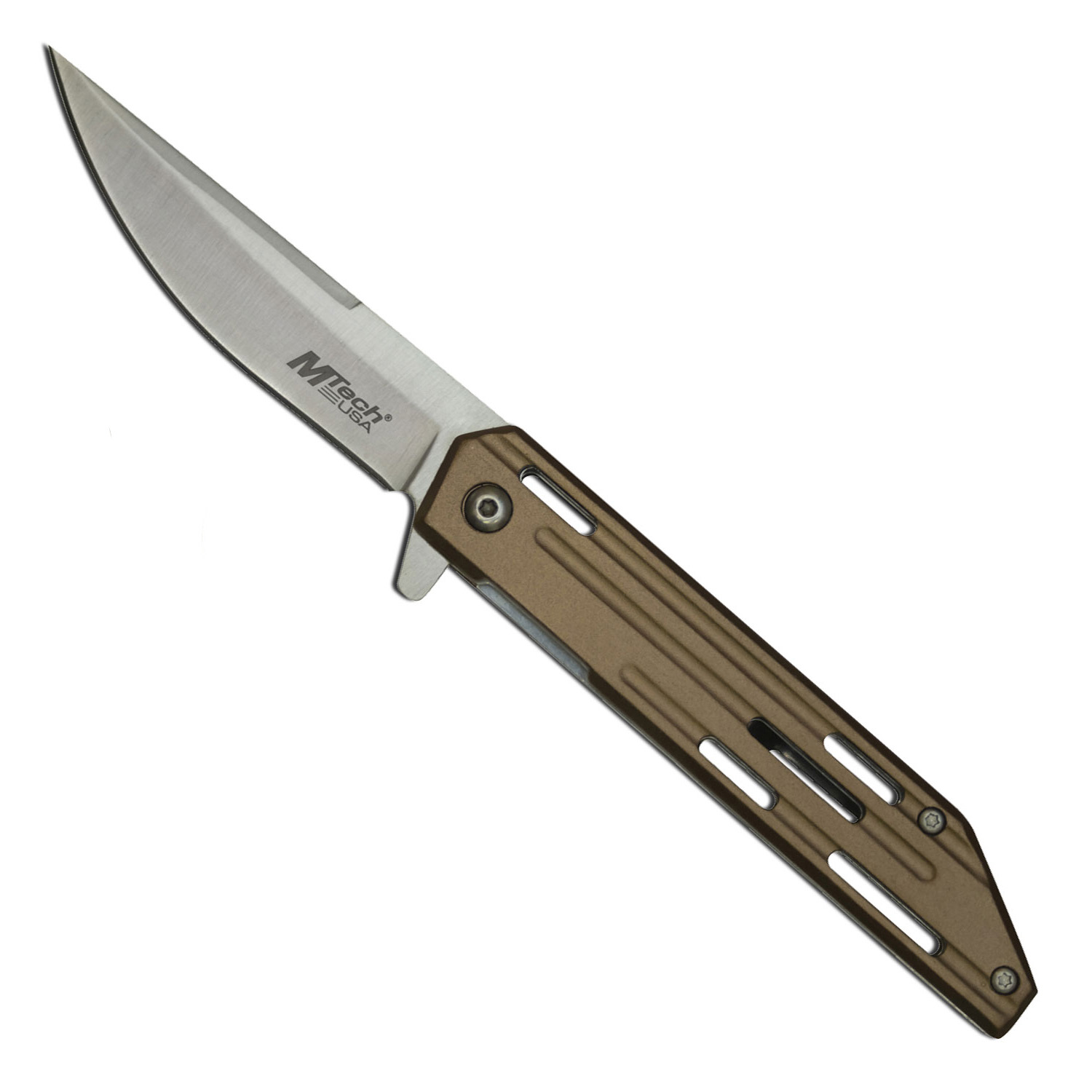 MTech Tan Aluminum Spring Assisted Knife | BladeOps