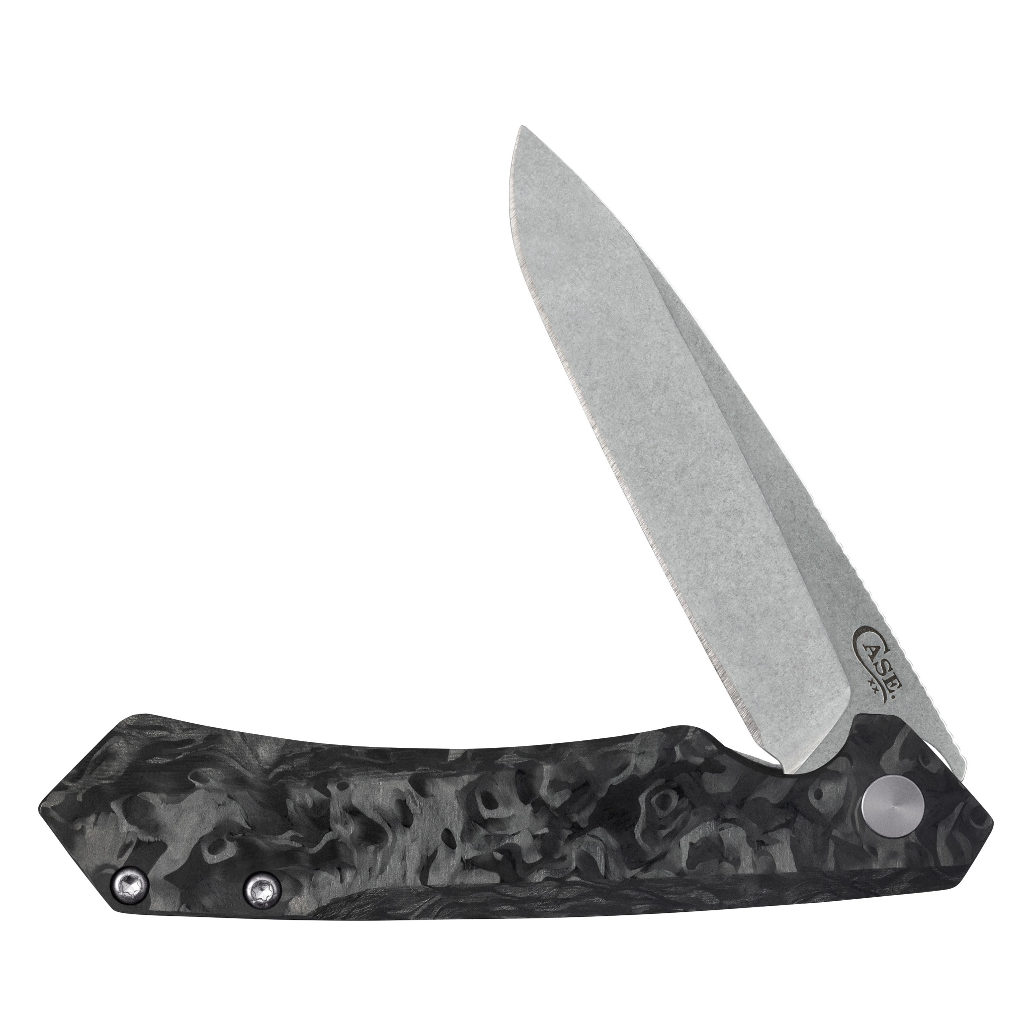 Case Black Marbled Carbon Fiber Kinzua Flipper Knife, Stonewash Drop ...