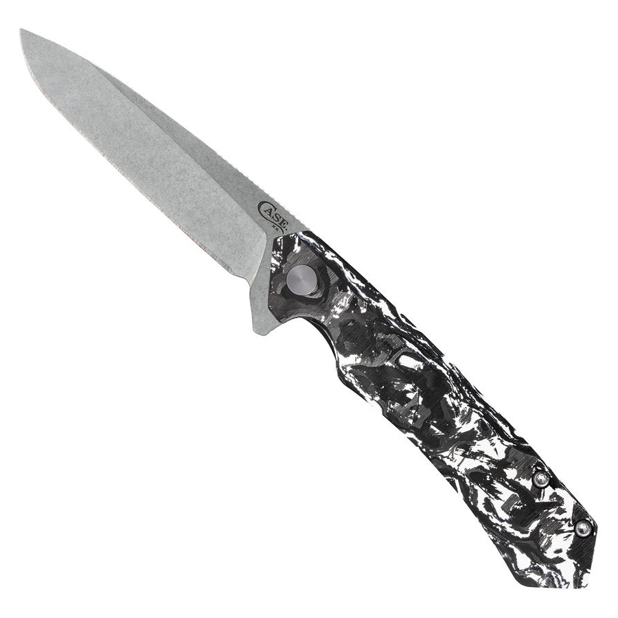 Case White and Black Marbled Carbon Fiber Kinzua Flipper Knife ...