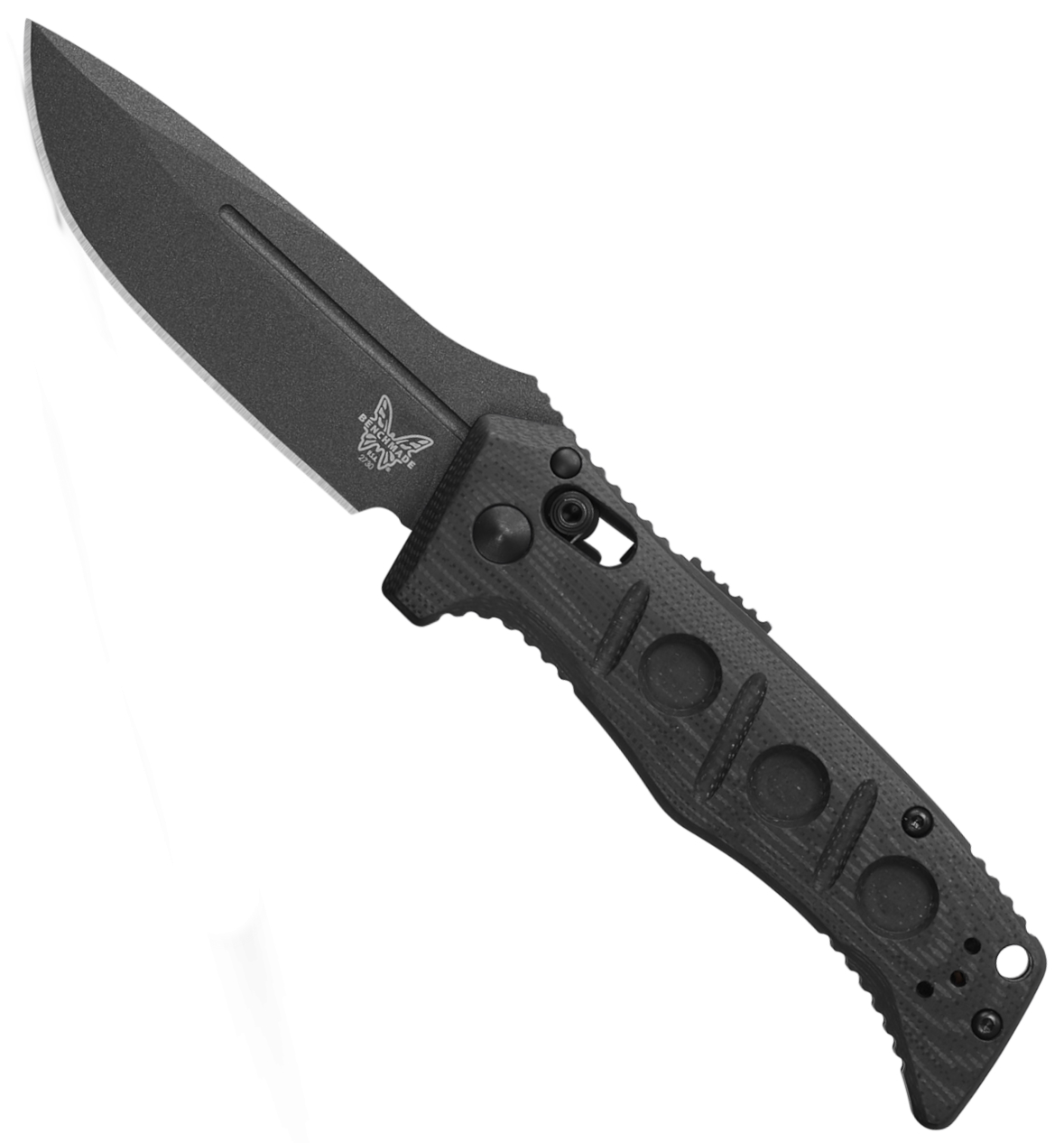 Benchmade Black Mini Auto Adamas Knife, Dark Grey Blade | BladeOps