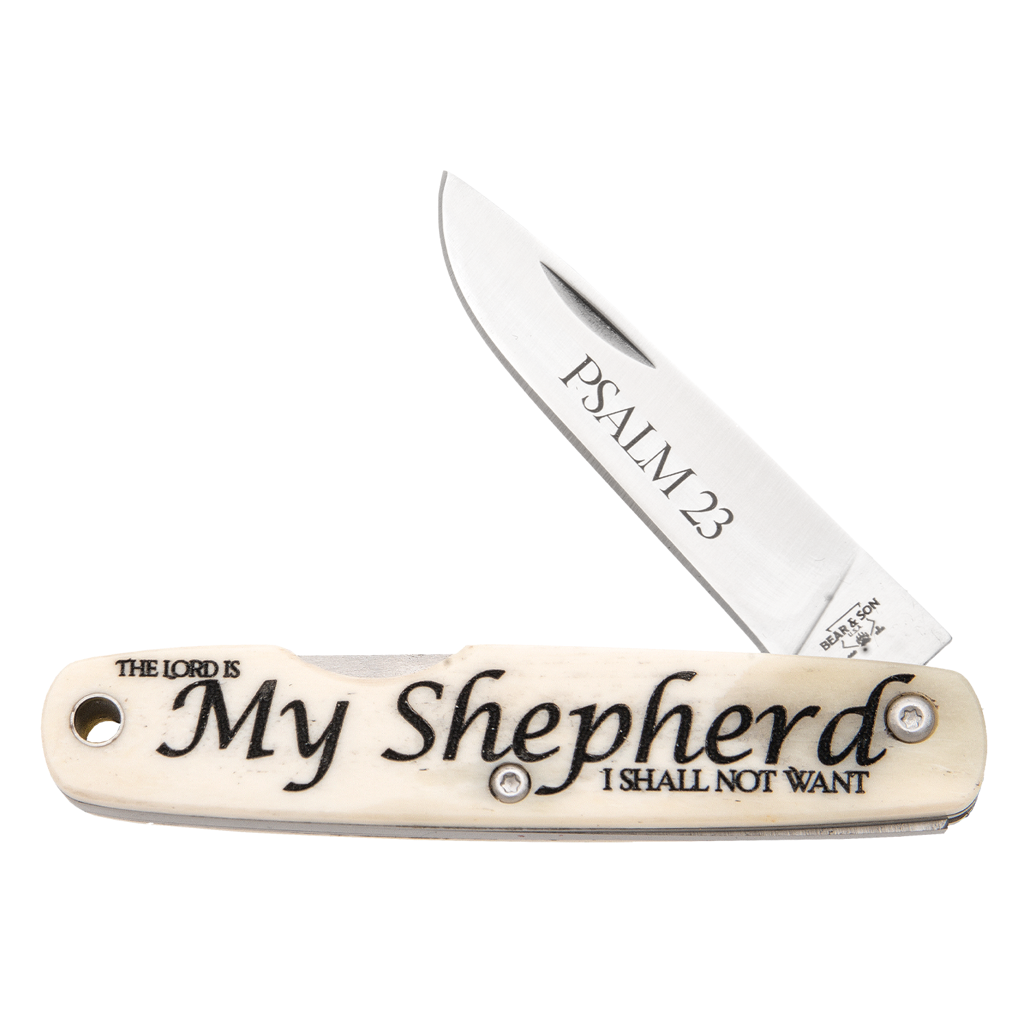 Bear & Son Smooth White Bone Scripture Series Psalms 23 Executive Slip ...