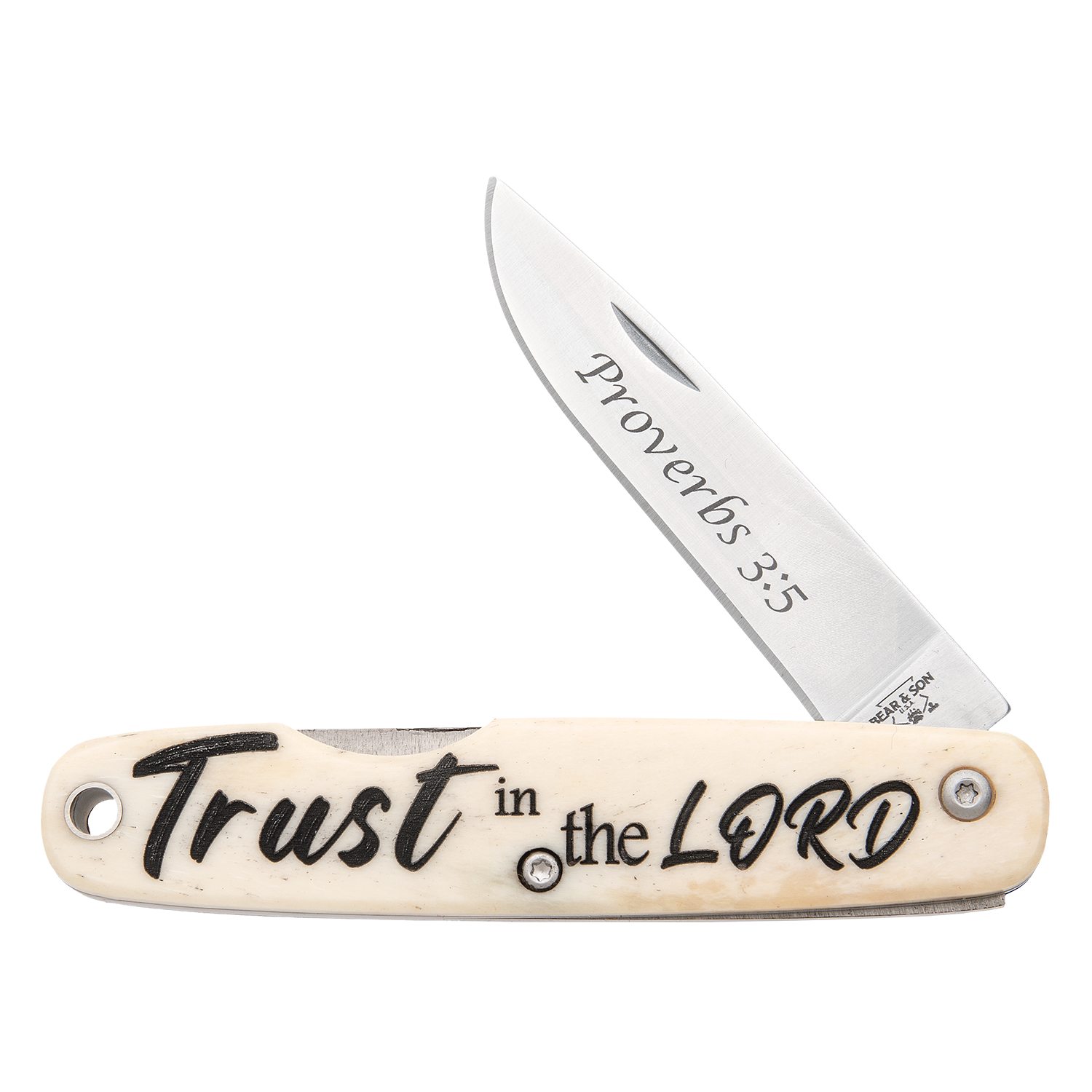Bear & Son Smooth White Bone Scripture Series Proverbs 3:5 Executive ...