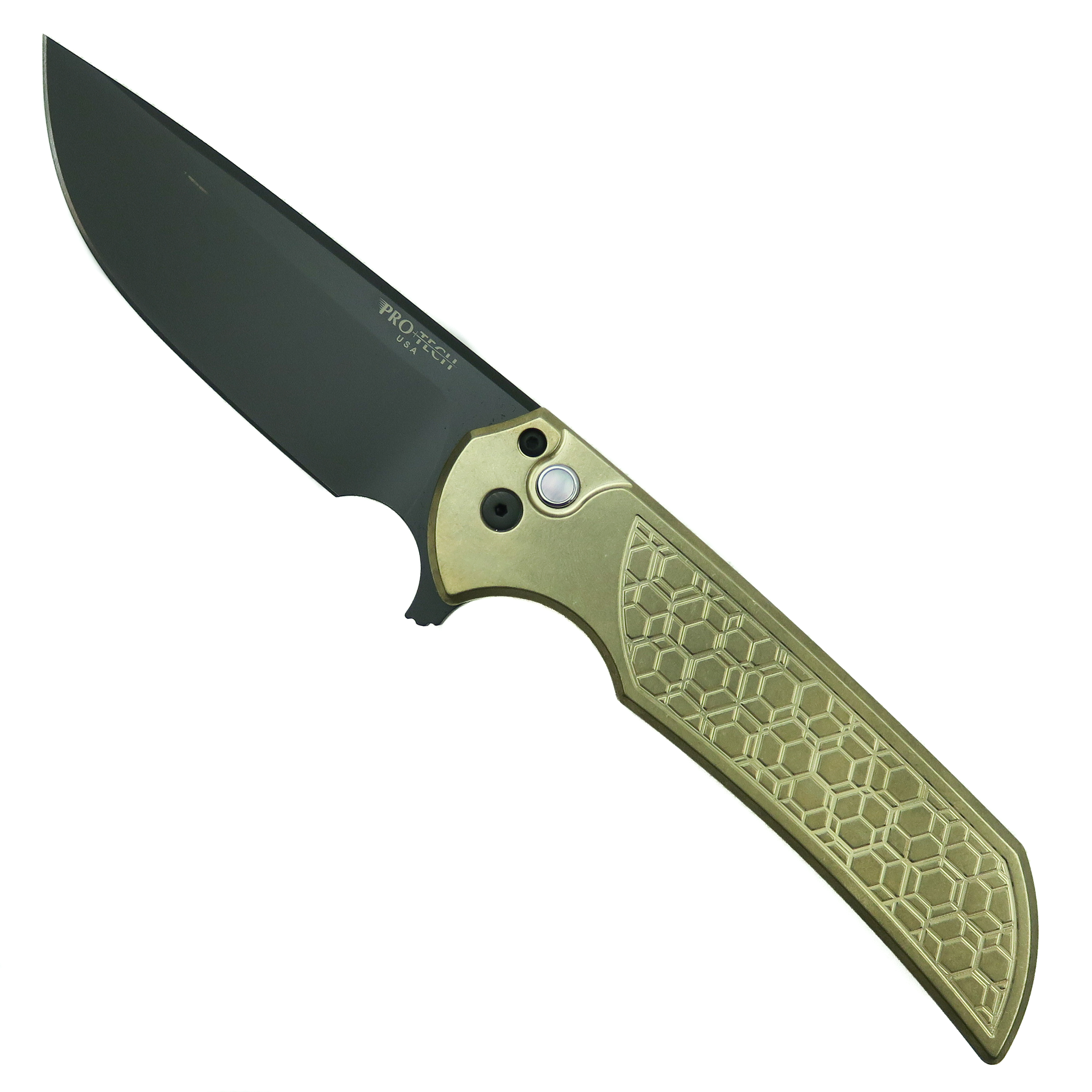 Pro Tech 2024 Mordax Stonewash Albronze Gridlock Flipper Knife Dlc