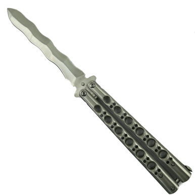 Sunda Lightweight Stainless Steel Balisong, Satin Kris Blade | Bladeops