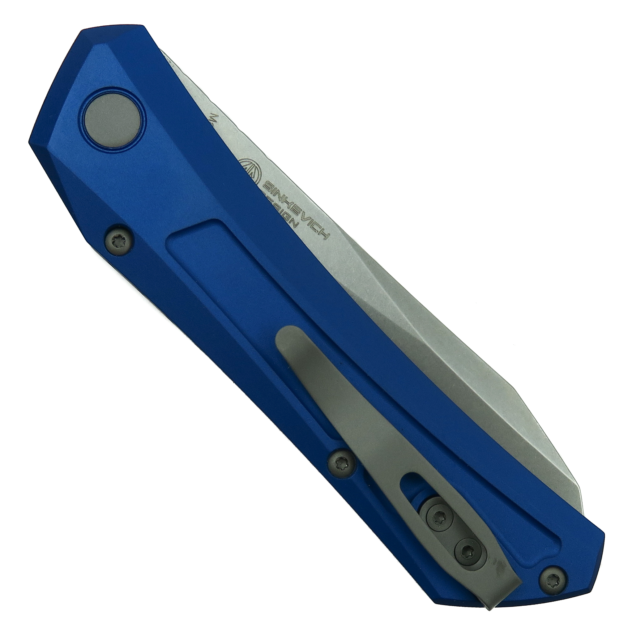 ProTech Sinkevich Oligarch Blue Aluminum Auto Knife, Stonewash MagnaCut ...