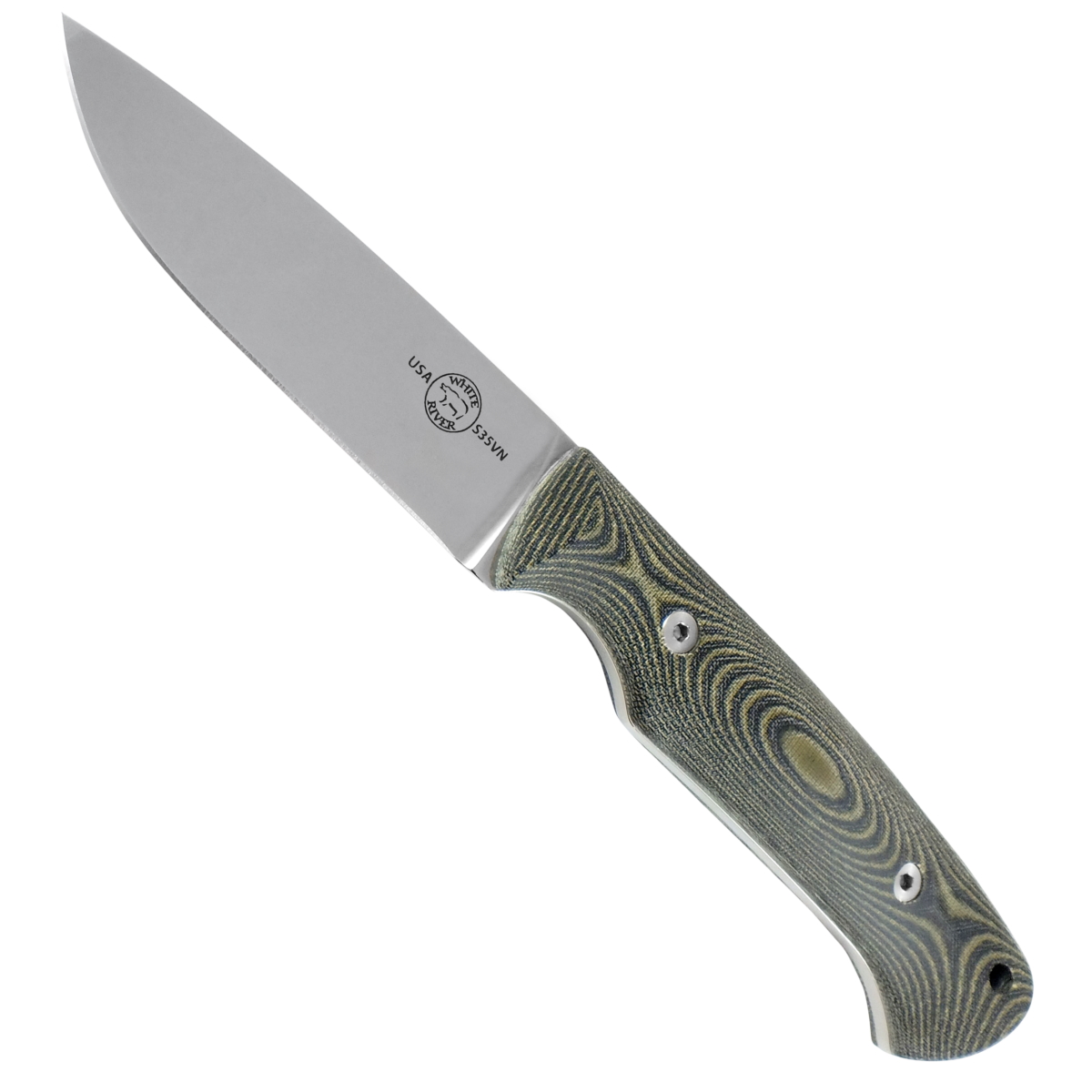 Scratch & Dent White River Black/OD Green Linen Micarta Hunter Knife ...