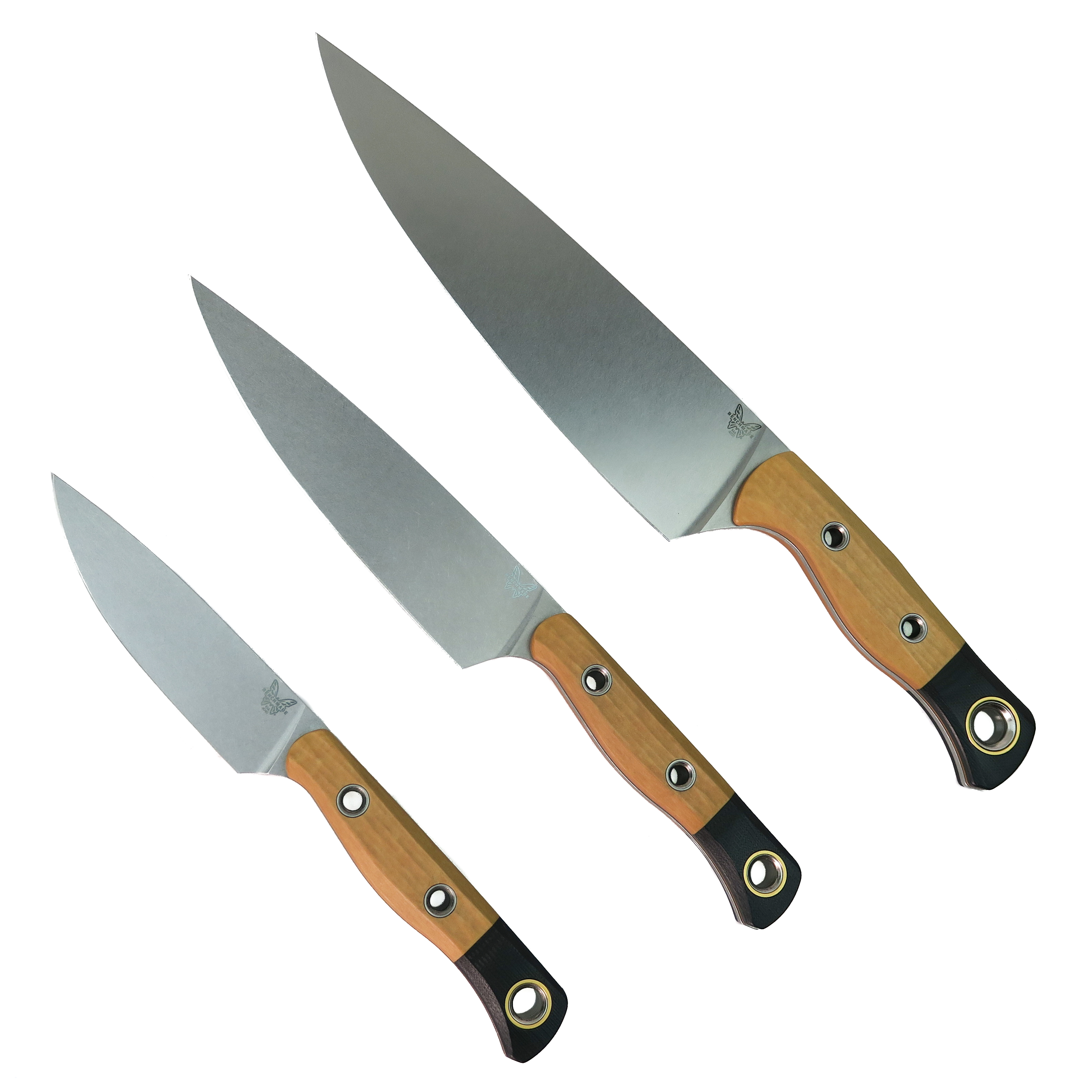 Benchmade 3 Piece Tan Richlite Black G10 Kitchen Knife Set, Stonewashed ...