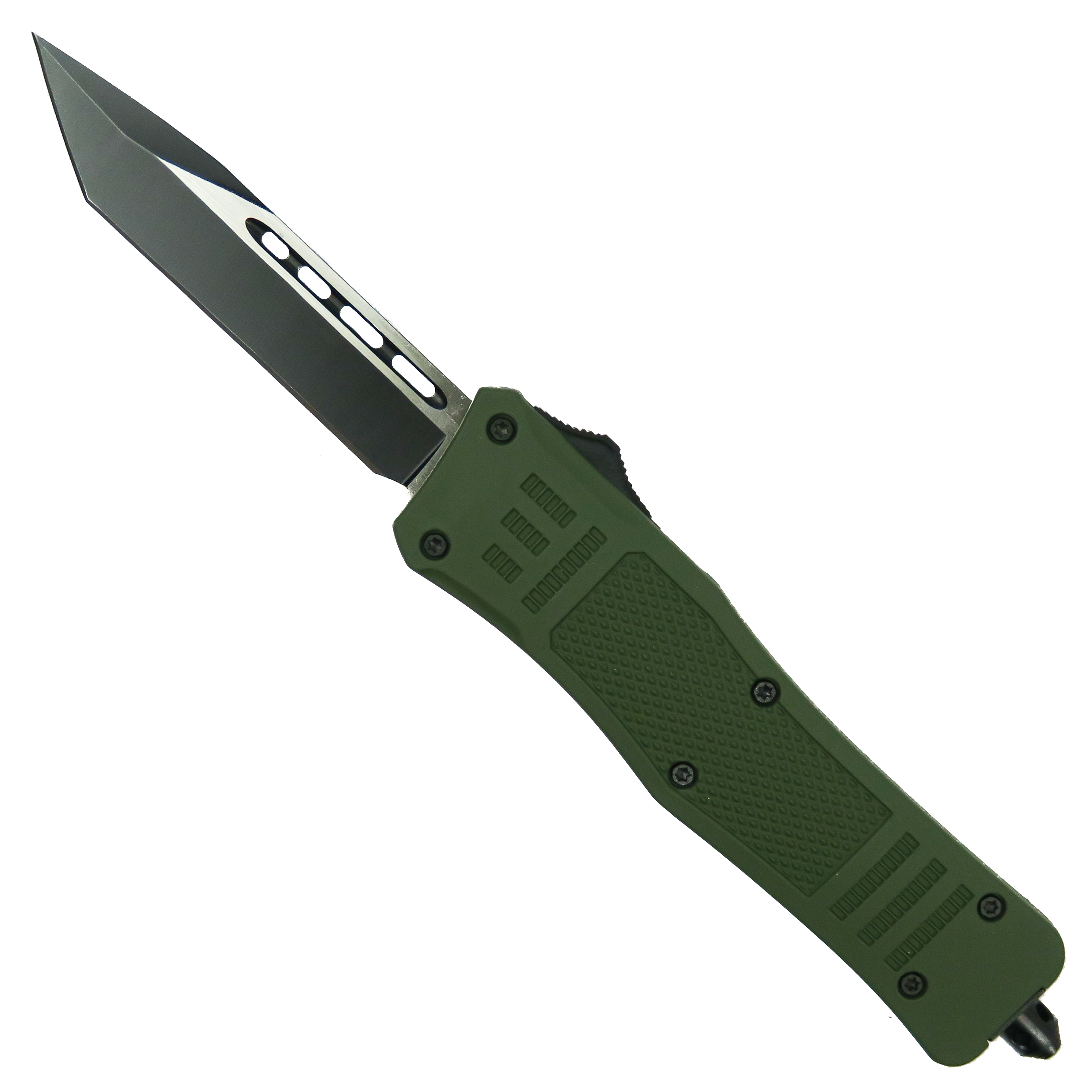 Rumble Green OTF Auto Knife, Black Tanto Blade | BladeOps