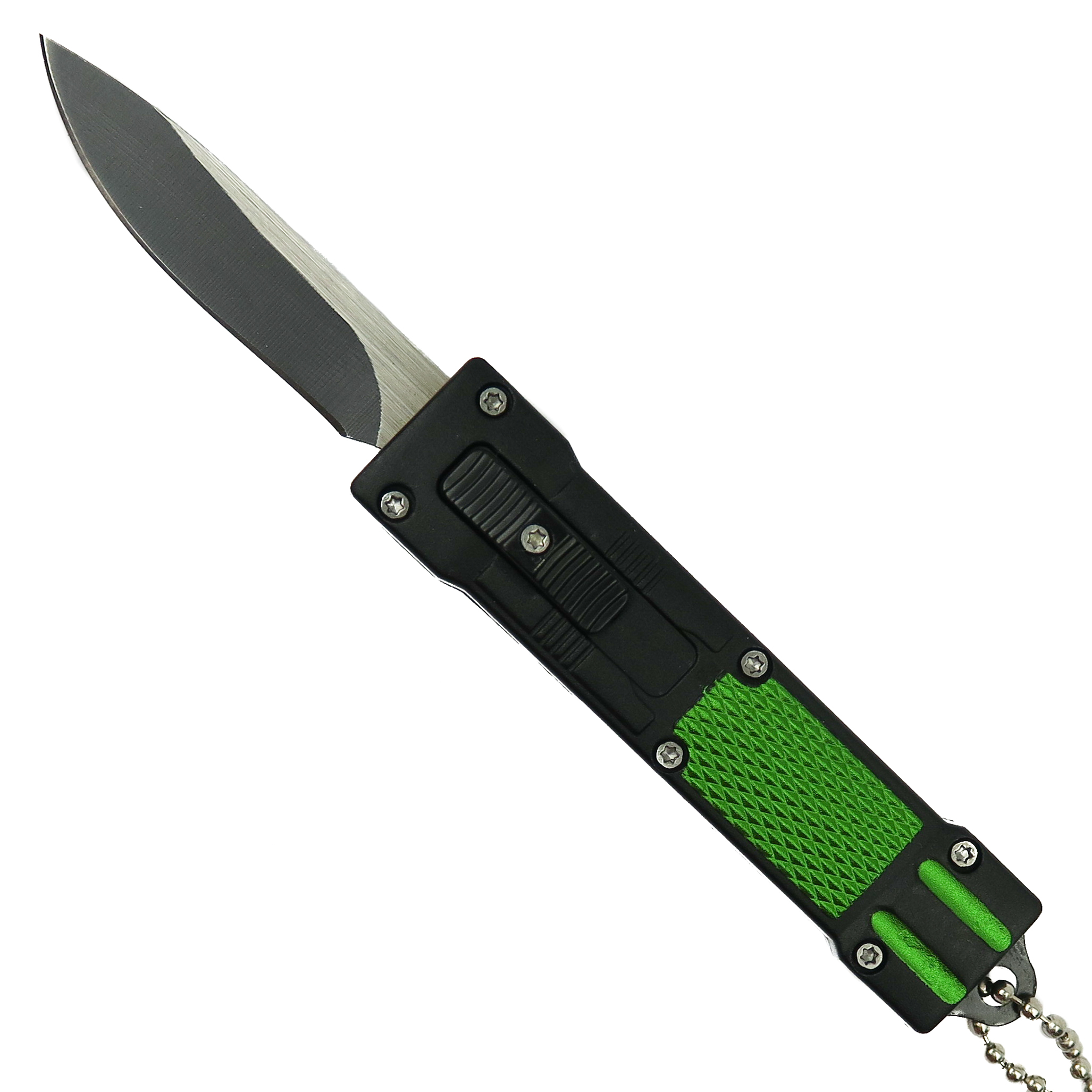 Green Bumblebee Mini Auto OTF Keychain Knife, Two Tone Blade | BladeOps