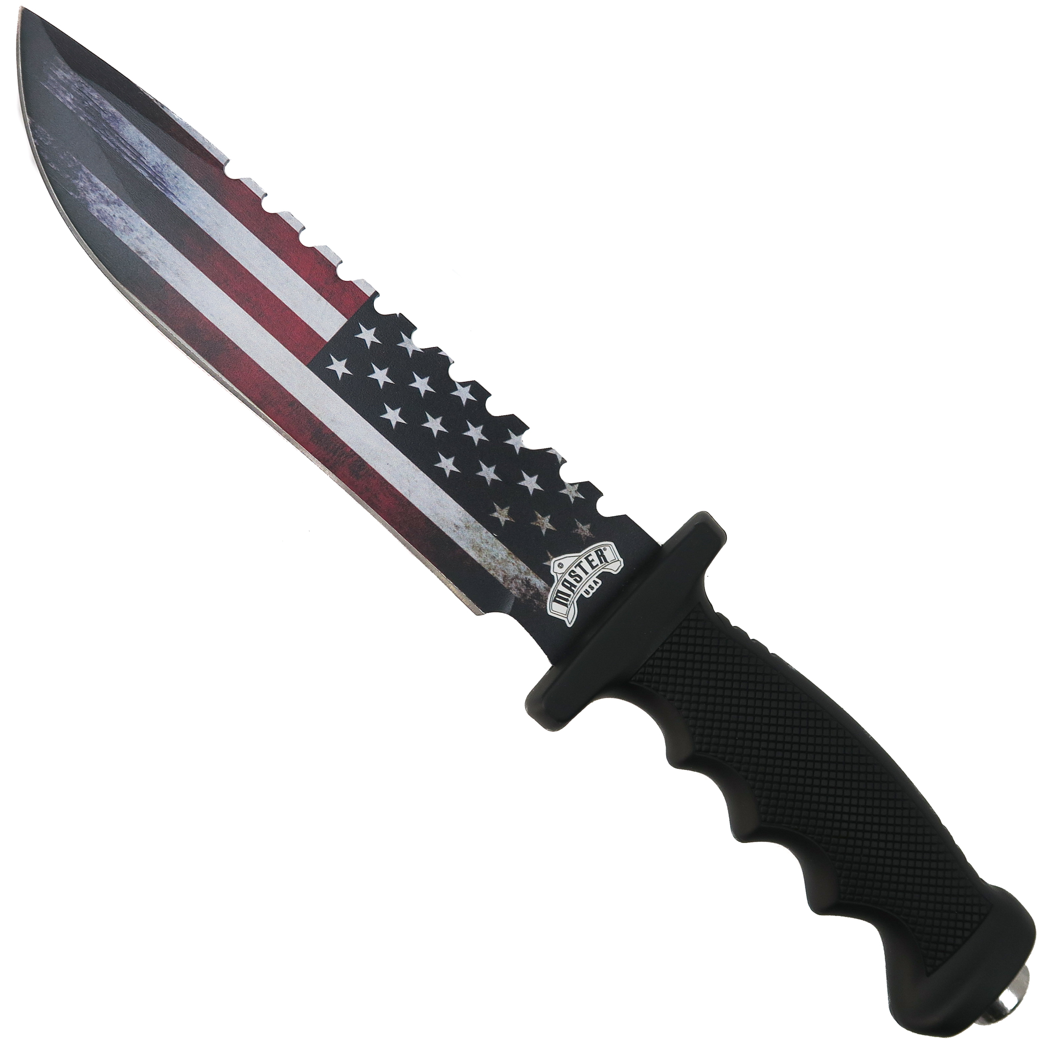 Master Cutlery MU-20-04A Large American Flag Fixed Blade Knife, Sawback ...