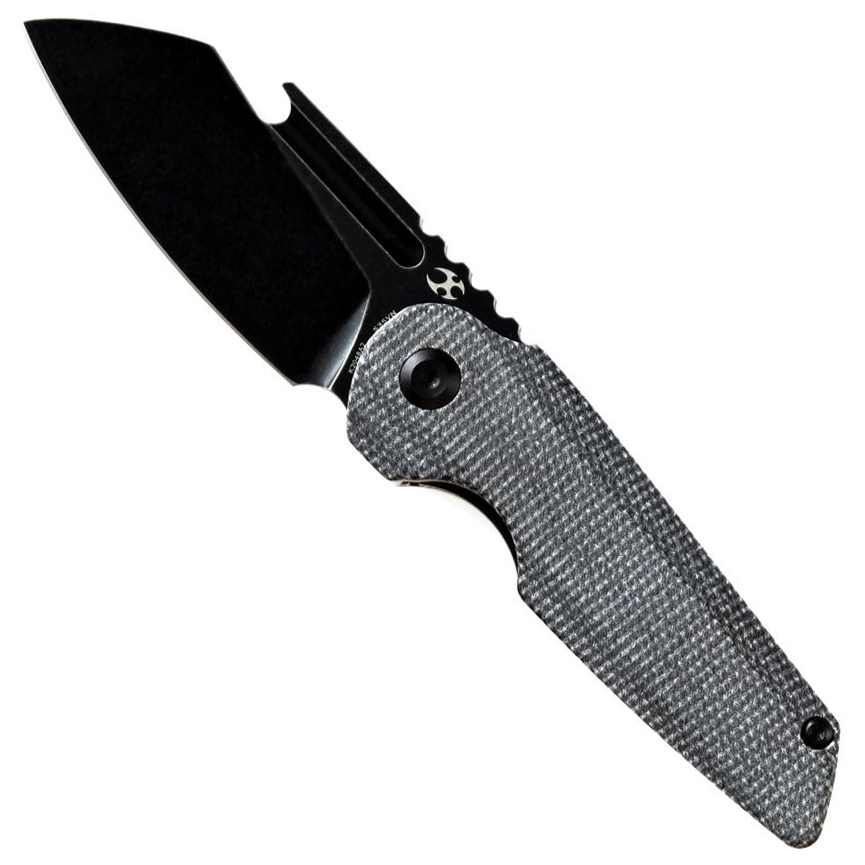 Kansept Knives Rafe Black Micarta Liner Lock Folding Knife, Black ...