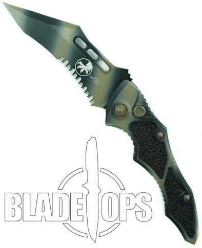 Microtech Vector Automatic Knife, Tan Camo, Combo Edge, 132-2TC