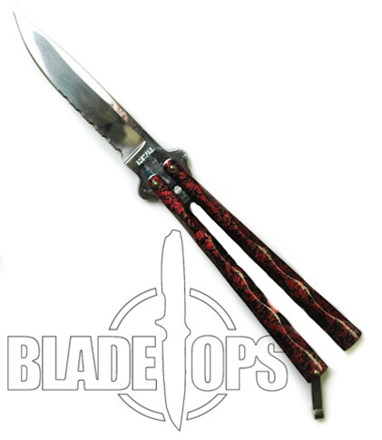Red Diamond Butterfly Knife, Part Serrated