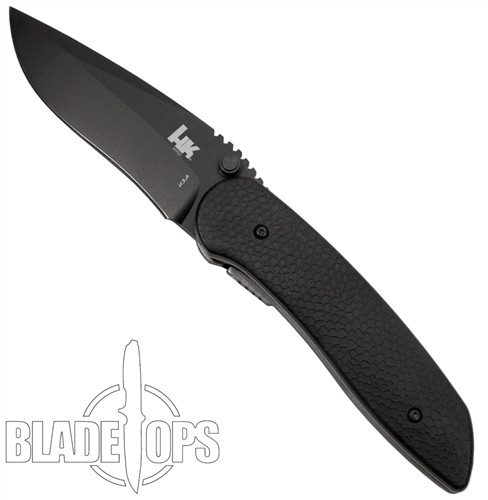 Benchmade H&K Fugitive Folder Knife, Black Tactical, Drop Point Plain ...