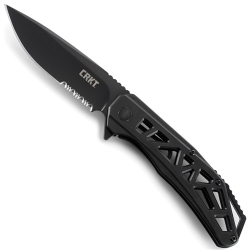CRKT K330KKS Gusset Flipper Knife, Black Combo Blade