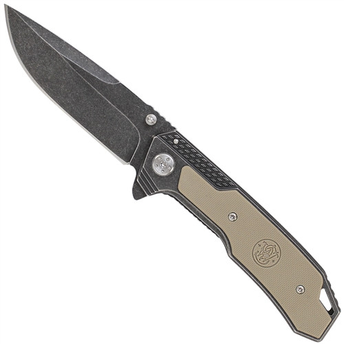 Smith & Wesson SW609 Dark Grey Folder Knife, Tan G-10, Black/Stonewash ...