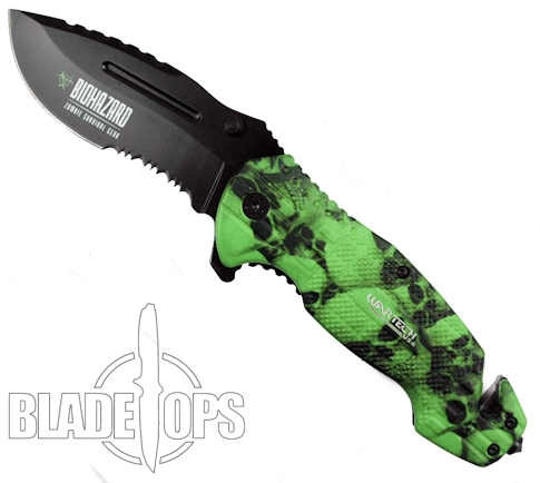 Wartech Zombie Assist Knife, Black Combo Blad
