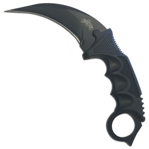 Master USA MU-1142 Karambit Fixed Blade Neck Knife, Black Blade