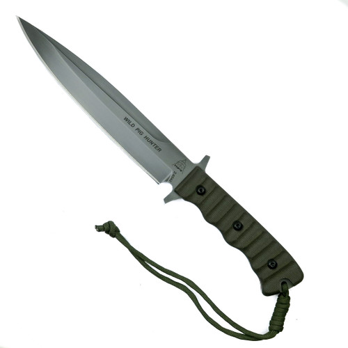 TOPS WPH-07 Green Wild Pig Hunter Micarta Fixed Blade Knife, 1095 ...