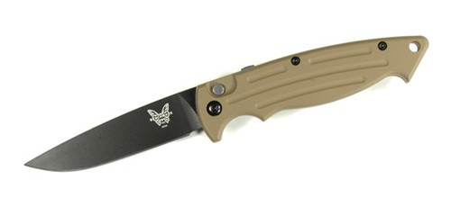 Benchmade Mini Reflex Black, Plain Blade Desert Sand