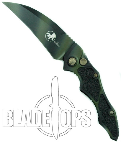 Microtech Kestrel Automatic Knife, Green Camo, Plain Edge, 131-1GC